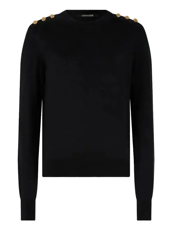 Roberto Cavalli Gold Button-detail Sweater - Black