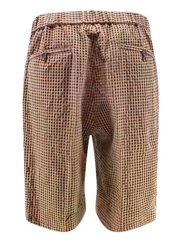 HEVO Checked Wide Leg Shorts - Brown