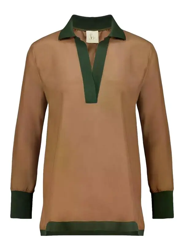 PAULA Diane V-neck Long-sleeve Top - Brown