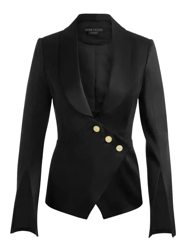 Alice + Olivia Asymmetric Shawl-lapel Jacket - Black