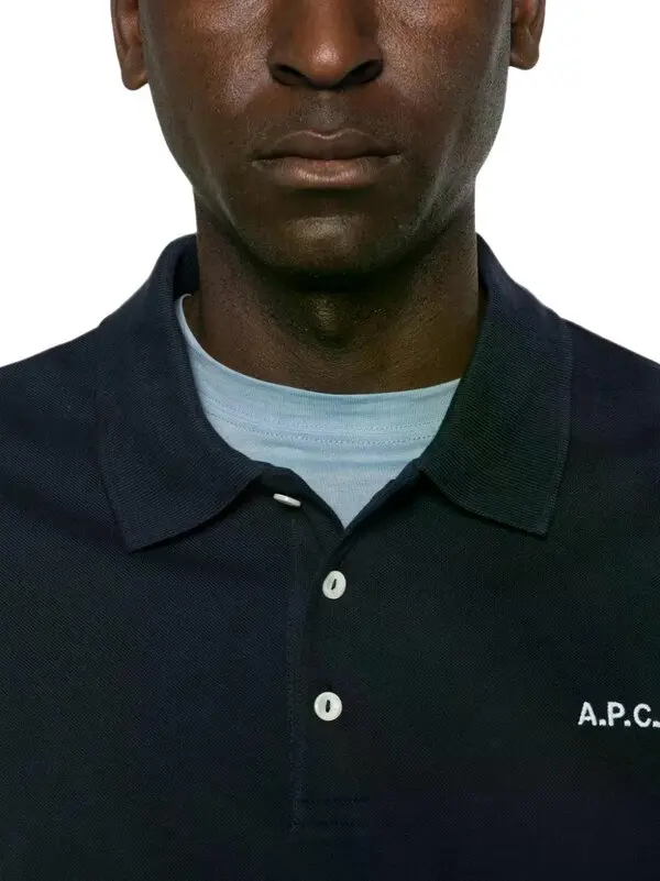 A.p.c. Logo-embroidered Polo Shirt - Blue