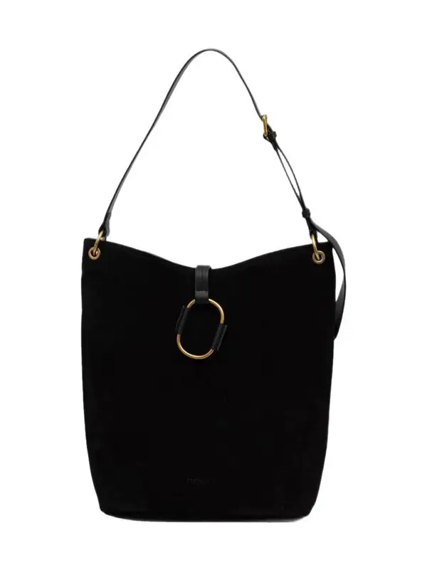 TWINSET Suede Leather-trim Tote Bag - Black