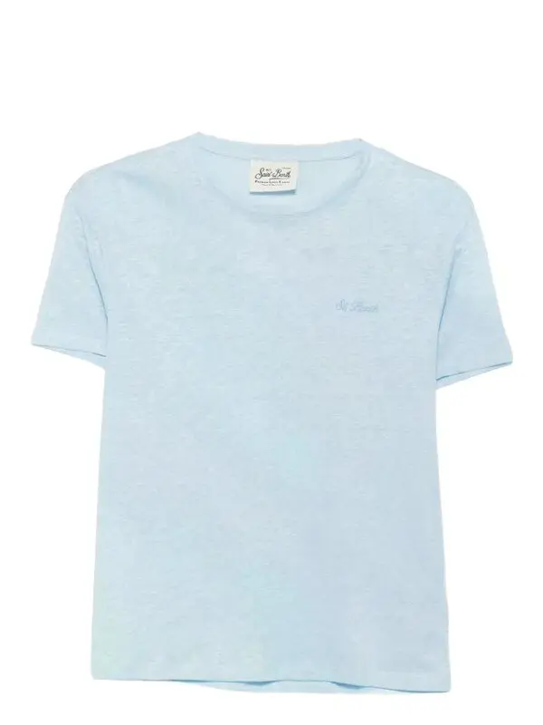 MC2 SAINT BARTH Embroidered Linen T-shirt - Blue