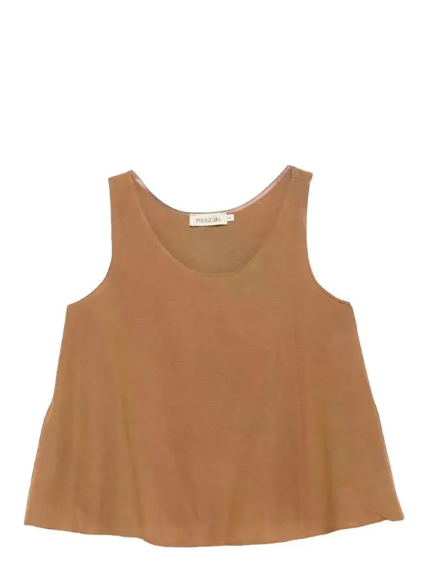 MOUTAKI Scoop Neck Sleeveless Blouse - Neutrals