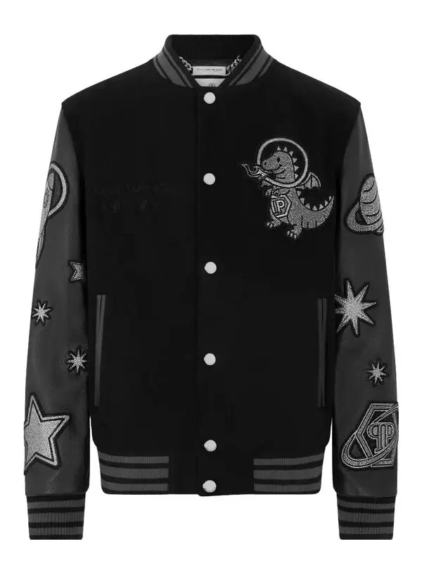 Philipp Plein Embellished Bomber Jacket - Black