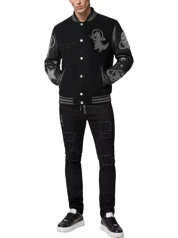 Philipp Plein College Bomber Plein Space Strass - Black