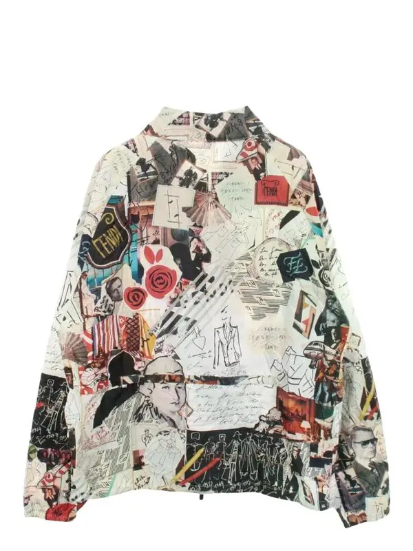 Fendi Printed Zip-up Blouson Jacket - Neutrals