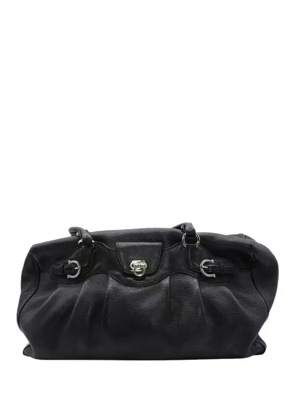 FERRAGAMO Buckle-detail Leather Shoulder Bag - Black