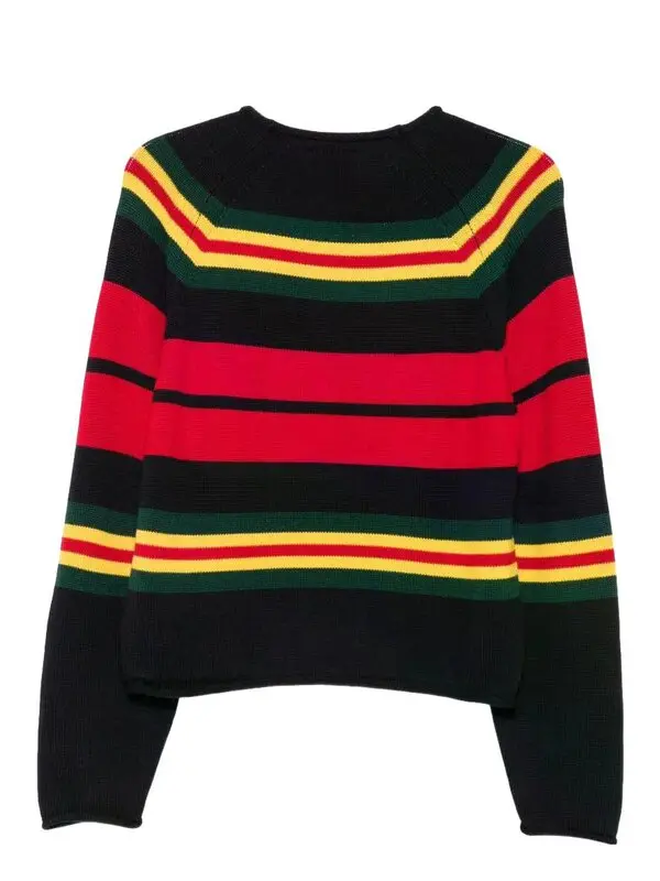 SEMICOUTURE Striped Crew Neck Long Sleeve Sweater - Blue