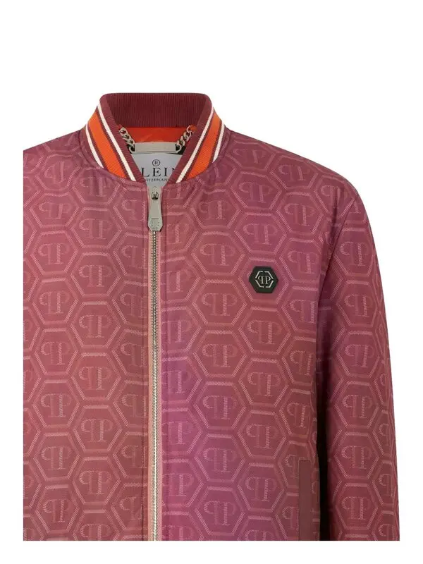 Philipp Plein Monogram Print Bomber Jacket - Red