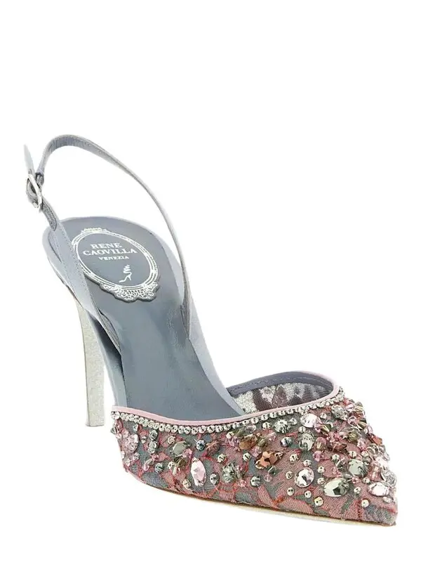 Rene Caovilla Cinderella Crystal-embellished Slingback Pumps - Pink