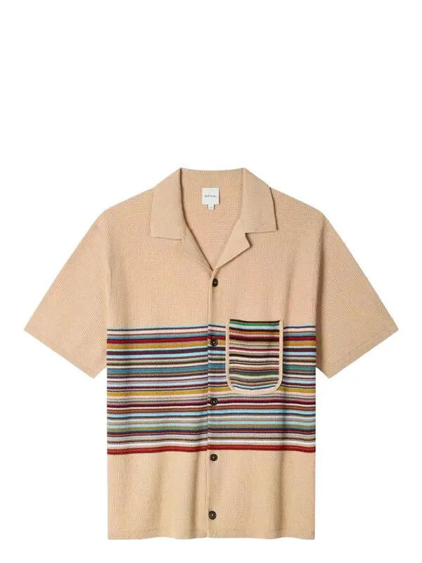 Paul Smith Beige Organic Cotton Signature Stripe Knitted Shirt - Neutrals