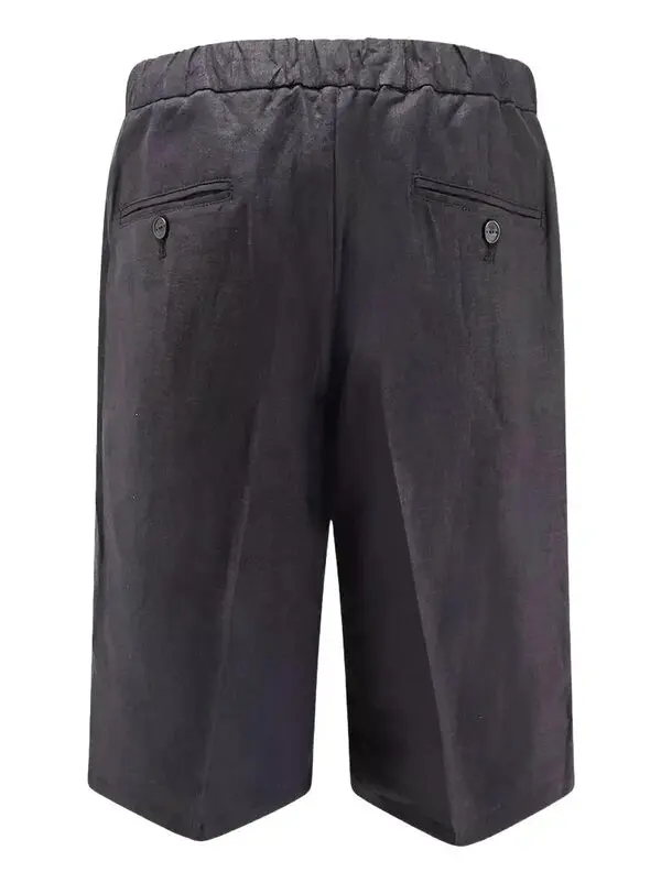 HEVO Drawstring Pleated Tailored Shorts - Black