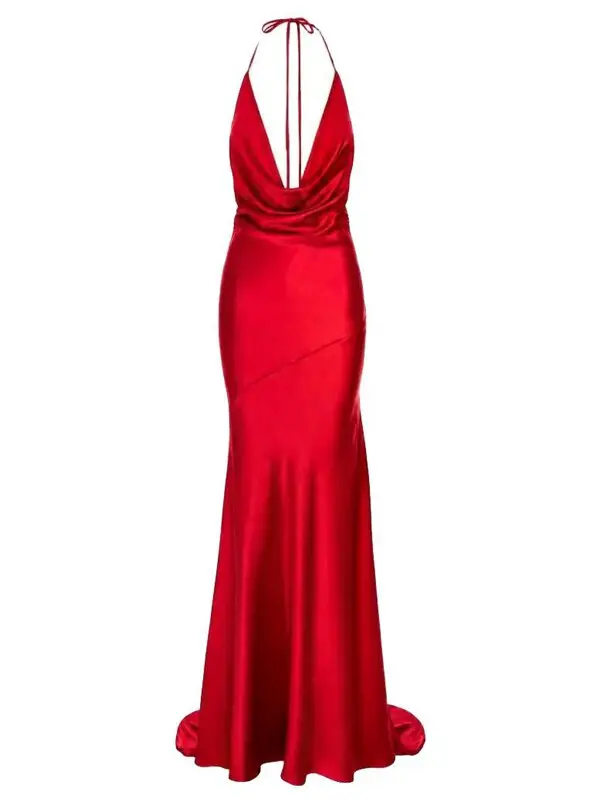 ROSERRY Ibiza Cowl-neck Maxi Dress - Red