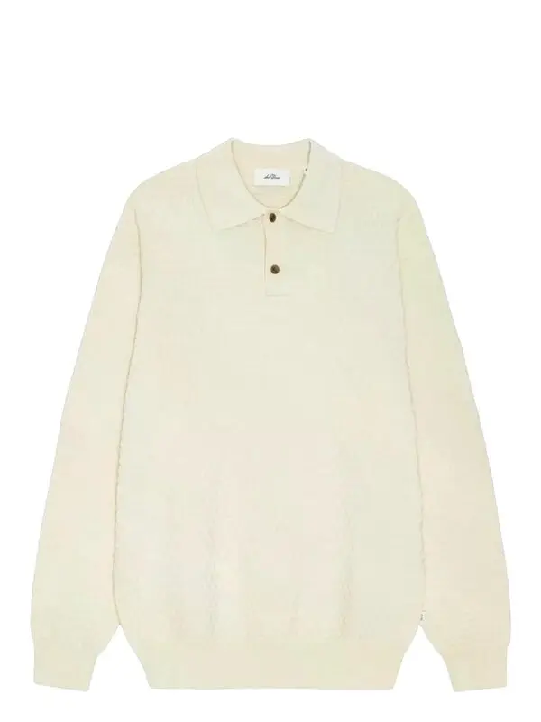 LES DEUX Textured-knit Polo Shirt - White
