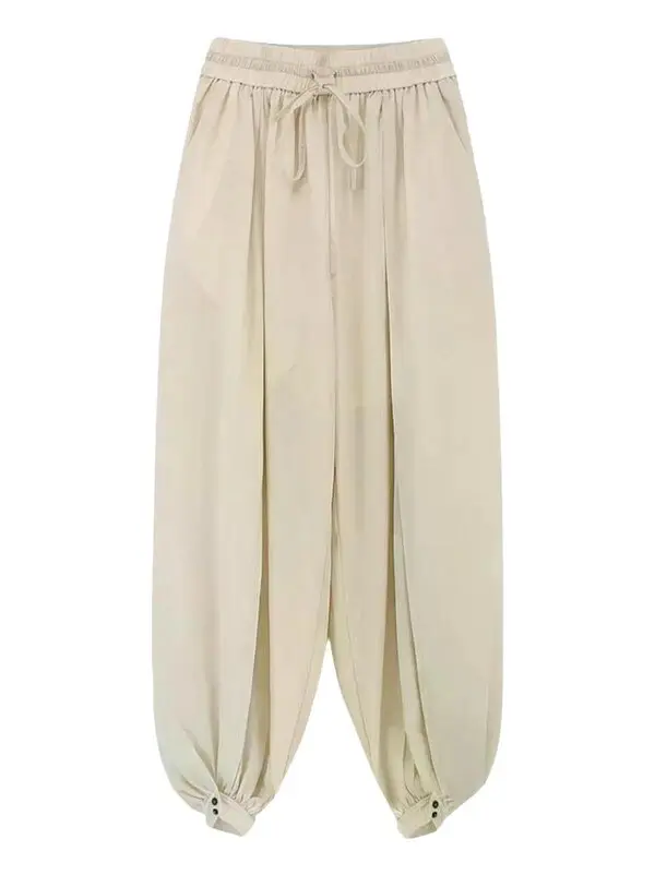 LAMRONS Drawstring-waist Pleated Trousers - Neutrals