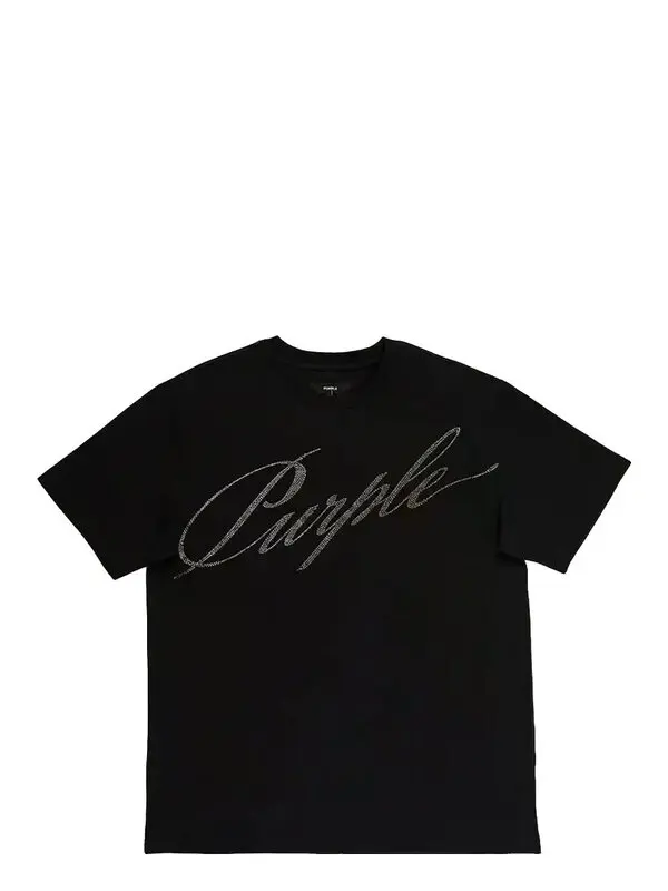 PURPLE BRAND Crystal-embellished Logo-script T-shirt - Black