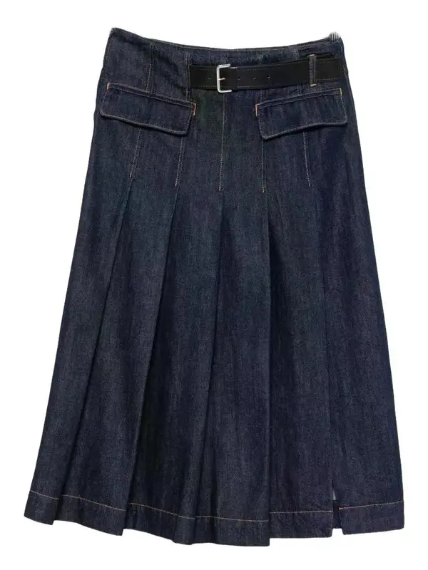 SEMICOUTURE Carla Belted Midi Skirt - Blue