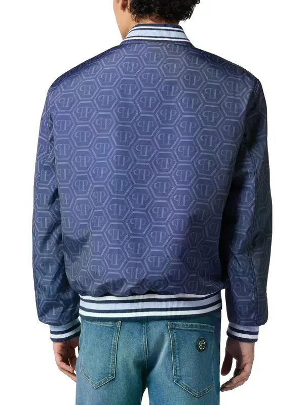 Philipp Plein Monogram Print Bomber Jacket - Blue