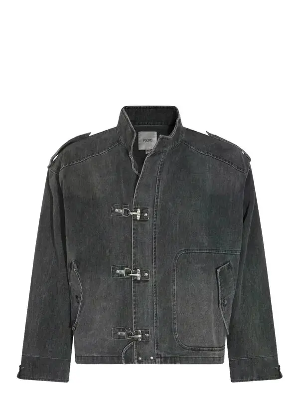 FOUND Lobster-clasp Epaulette Denim Jacket - Black