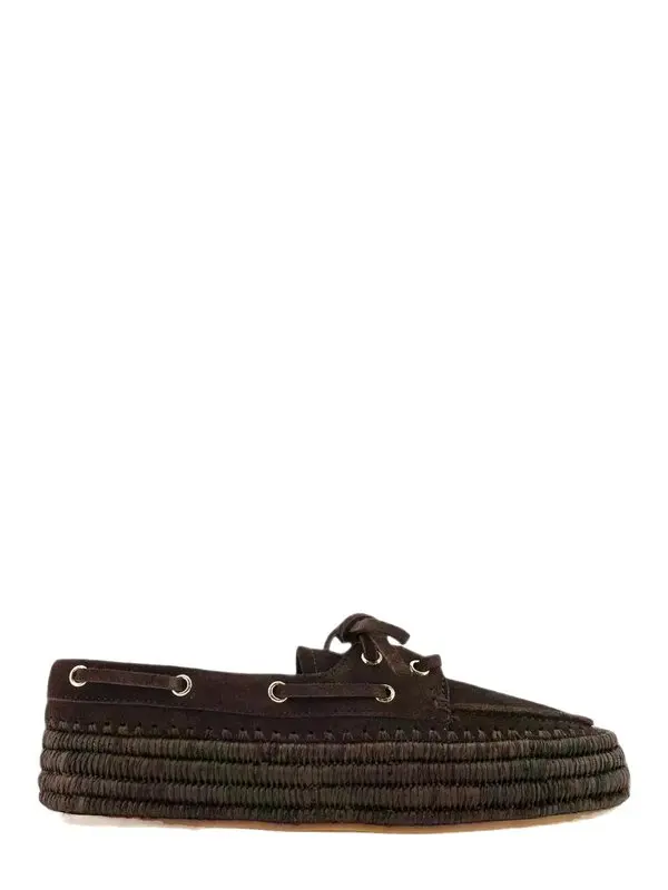 PALOMA BARCELO Penelope Suede Raffia Loafers - Brown