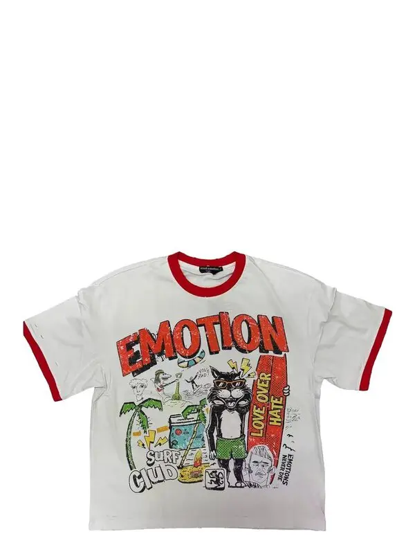 Mixed Emotion Surf Club Graphic-print Ringer T-shirt - White