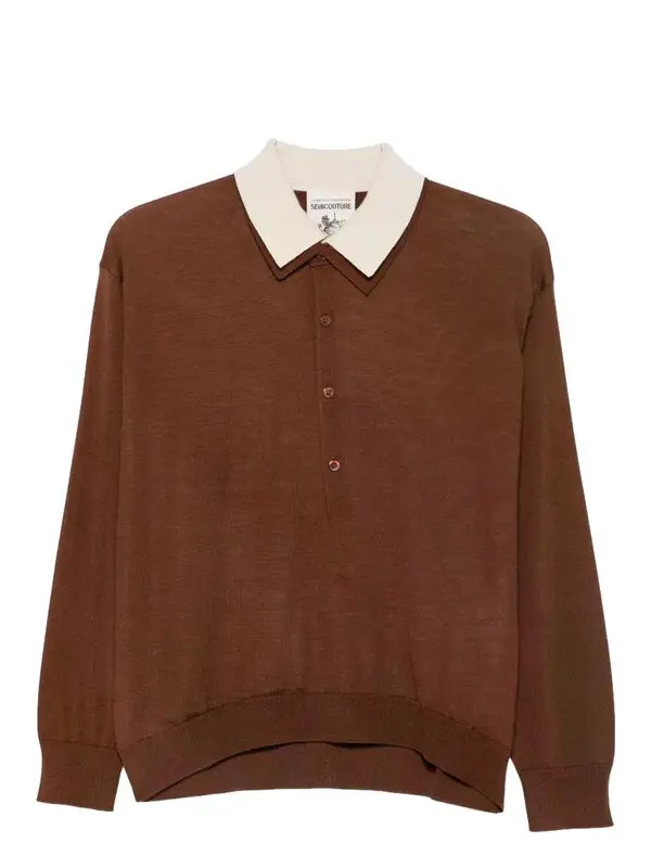 SEMICOUTURE Contrast-collar Sweater - Brown