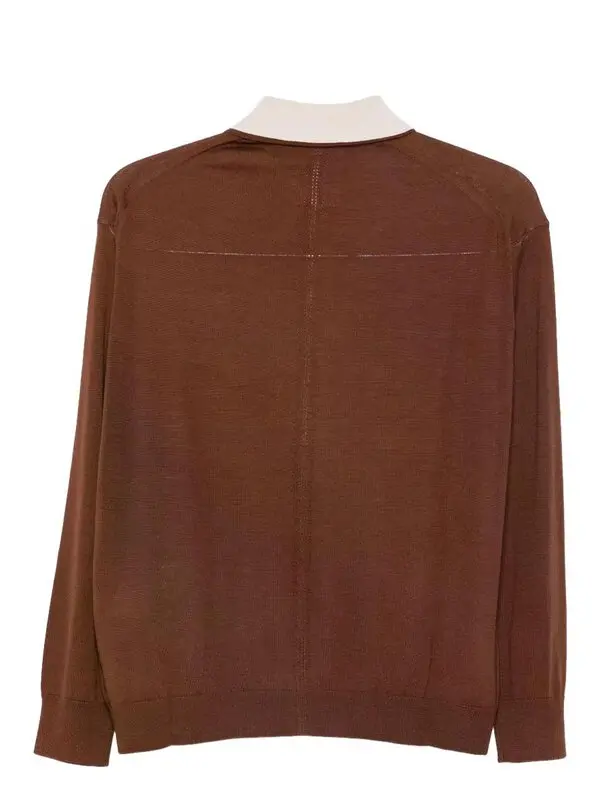 SEMICOUTURE Contrast Collar Sweater - Brown