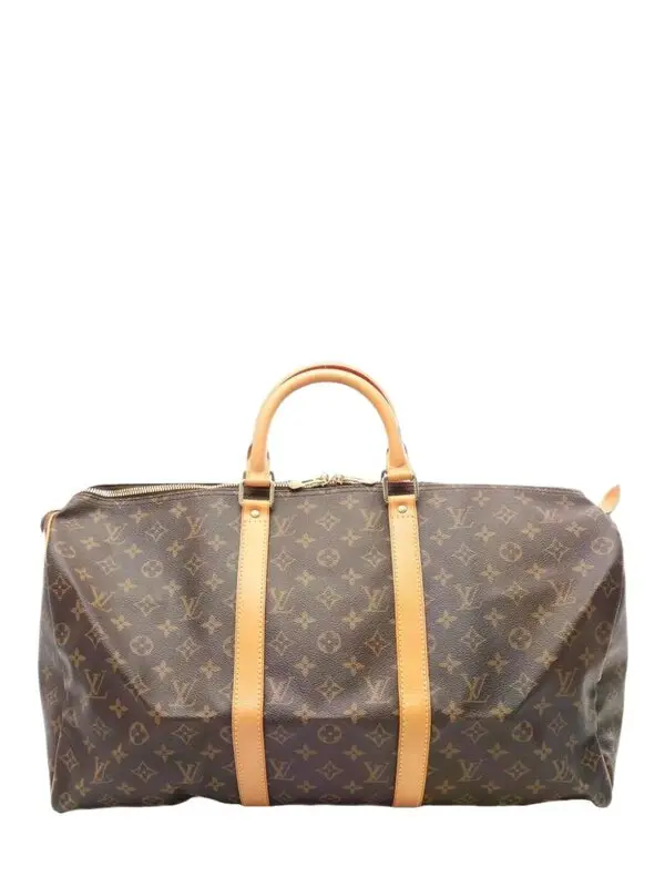 LOUIS VUITTON 1998 Keepall Monogram Boston Travel Bag - Brown
