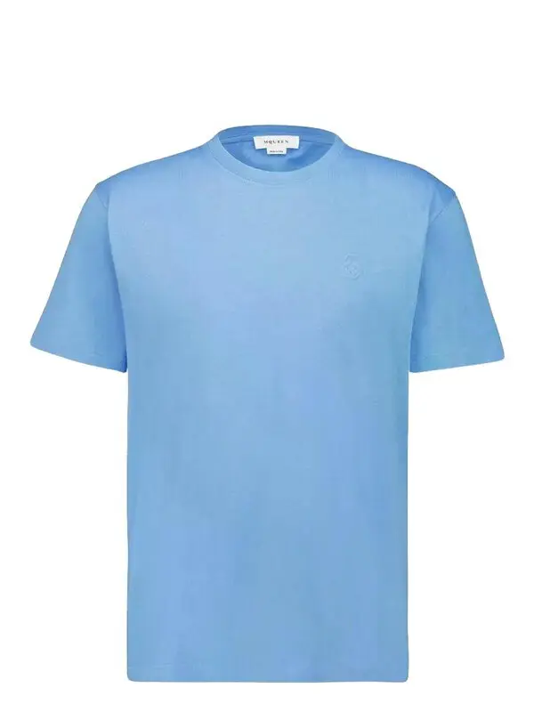 Alexander McQueen Embossed Cotton T-shirt - Blue