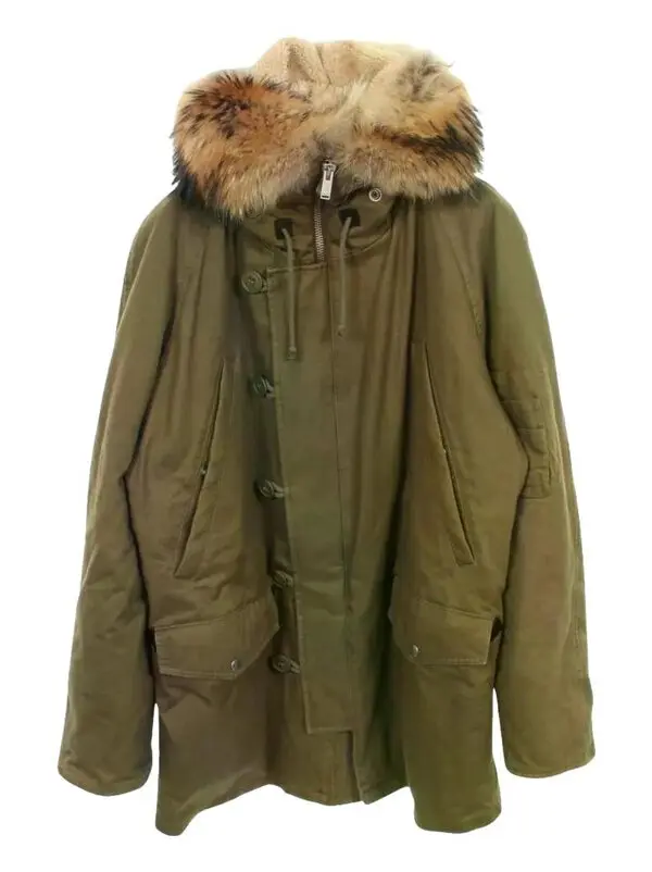 Saint Laurent Zip-up Hooded Coat - Green