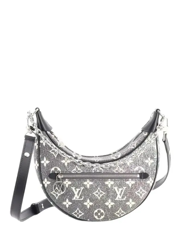 LOUIS VUITTON Monogram Jacquard Denim Loop Hobo Bag - Black