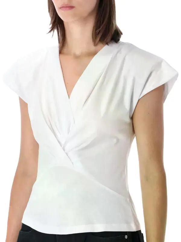 MARANT ETOILE Nadrine Twist Detail Cap-sleeve T-shirt - White