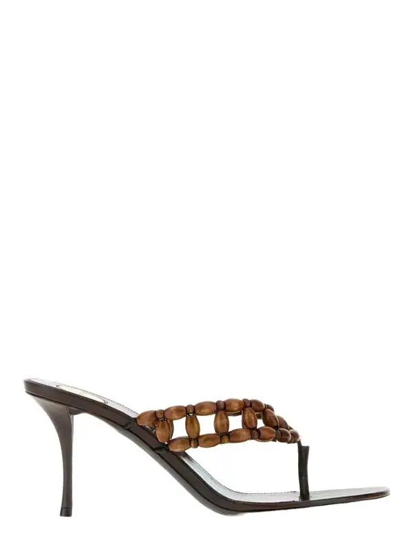 Saint Laurent Embellished Thong Sandals - Brown
