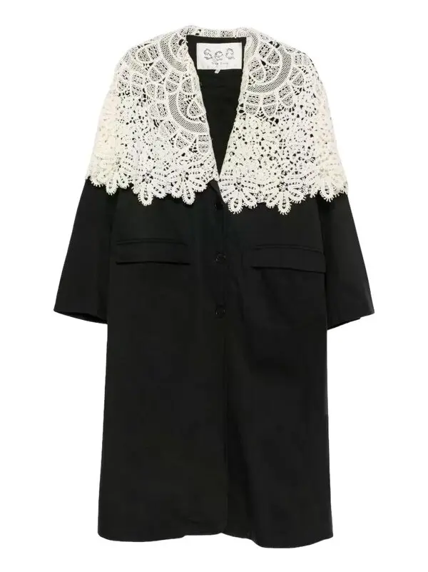 Sea Alina Lace Collar Coat - Black