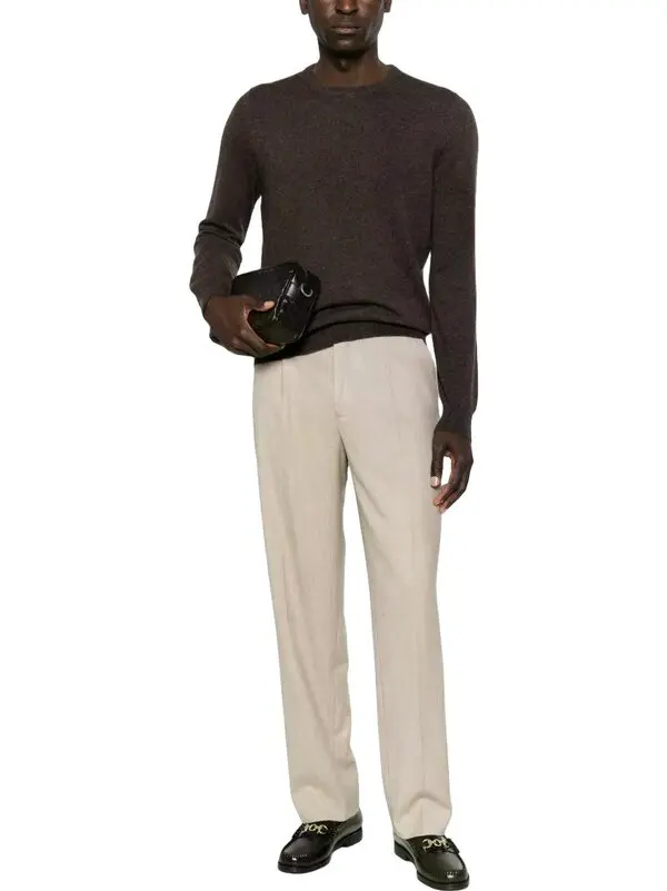 FILERIA Crew-neck Long-sleeve Knit - Brown