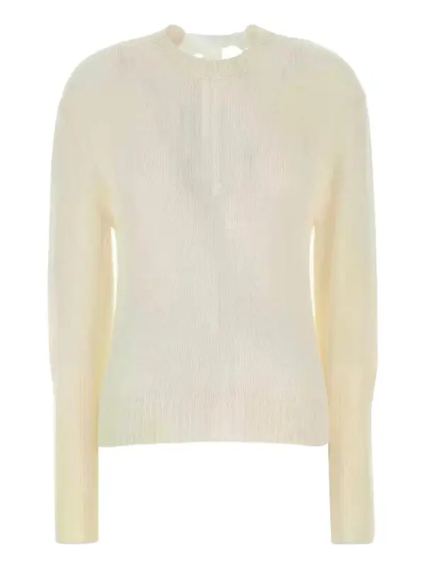 LANVIN Fine Knit Bow Detail Sweater - Neutrals
