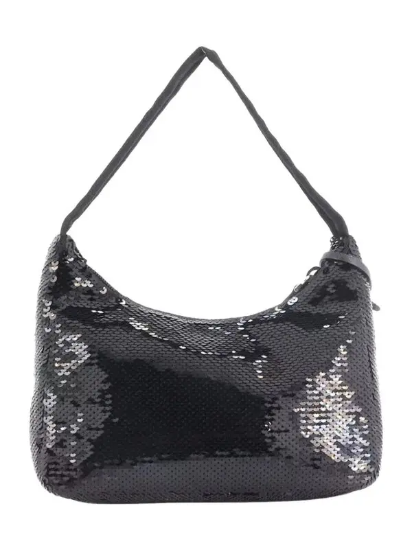 Prada Re-edition 2000 Sequined Mini Hobo Bag - Black