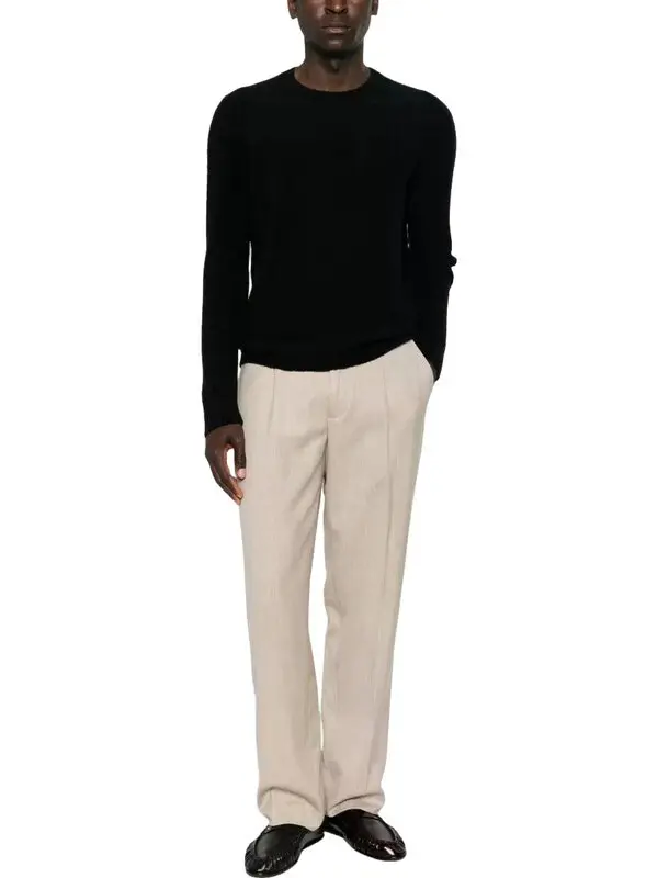 FILERIA Ribbed-trim Crew Neck Sweater - Black
