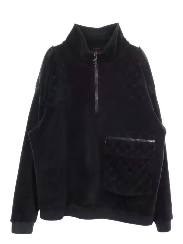 LOUIS VUITTON 00s Monogram Embossed Sweater - Black