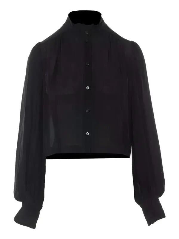 TWINSET Ruffle-trim Long-sleeve Shirt - Black