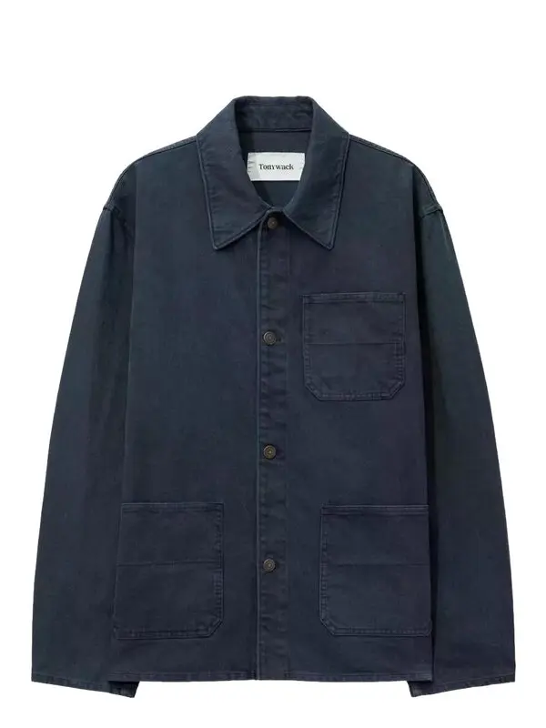 TONYWACK Button-up Patch-pocket Shirt Jacket - Blue