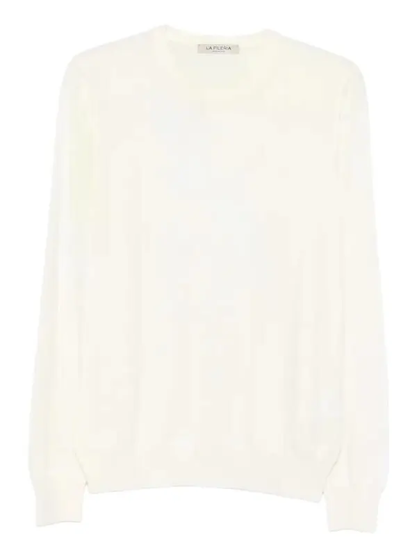 FILERIA Fine-knit Long-sleeve Knit - White