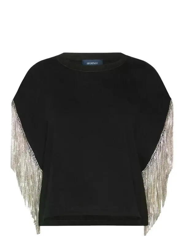 Sportmax Rhinestone-fringe Boxy T-shirt - Black