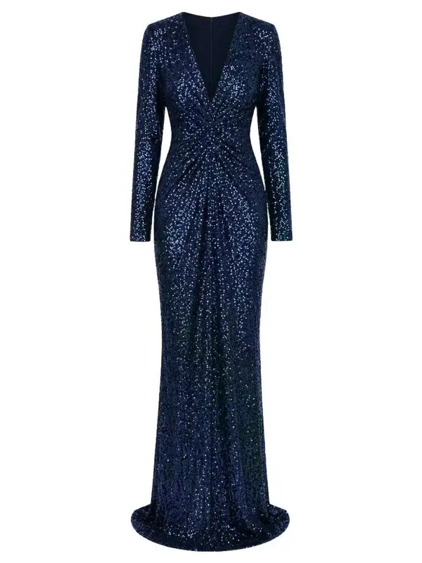 ROSERRY Sequin-embellished V-neck Dress - Blue