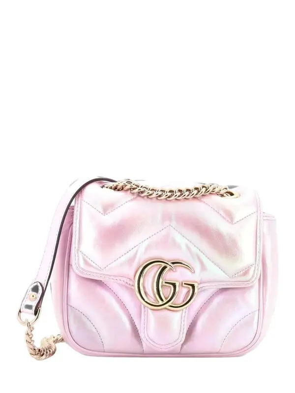 Gucci Gg Marmont Chevron Leather Mini Shoulder Bag - Pink