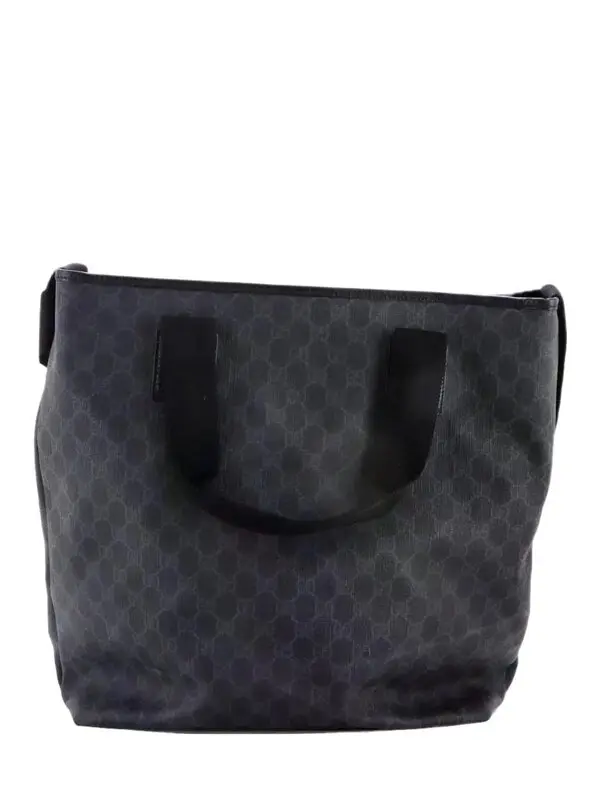 Gucci Convertible Crossbody Gg Coated Canvas Large Tote Bag - Black