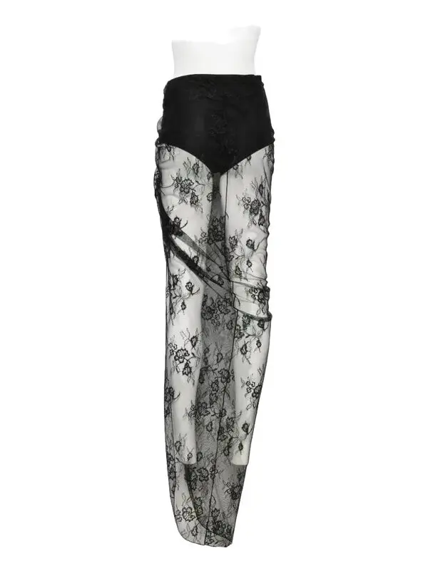 Patrizia Pepe Asymmetric Lace Maxi Skirt - Black