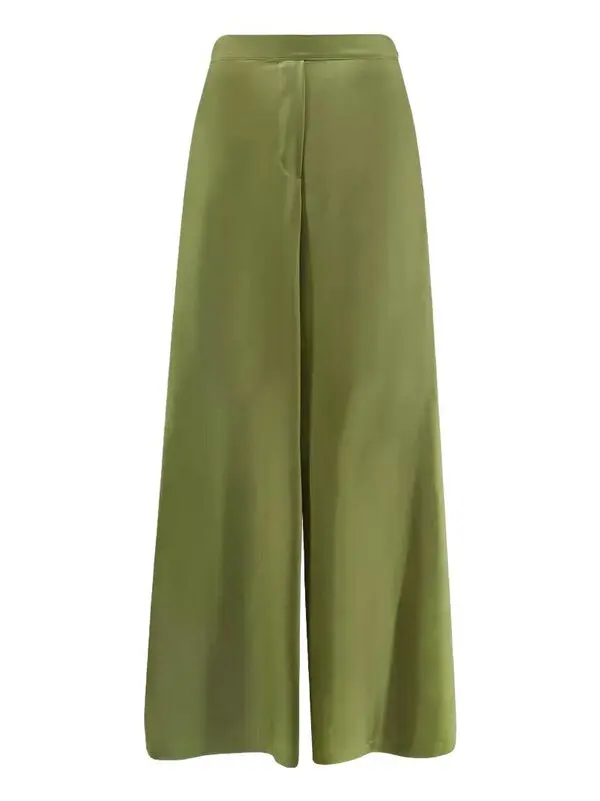 CO.GO Silk Wide-leg Palazzo Pants - Green