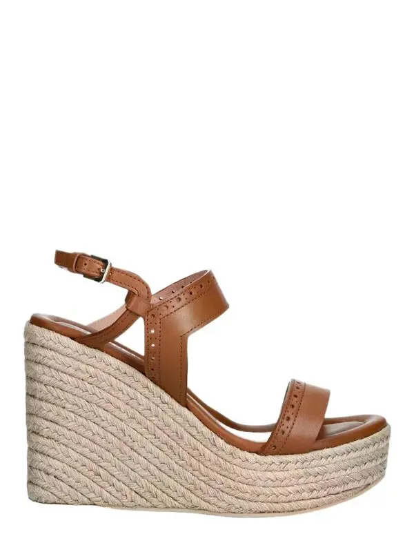 POLLINI Brogue Detail Wedge Sandals - Brown
